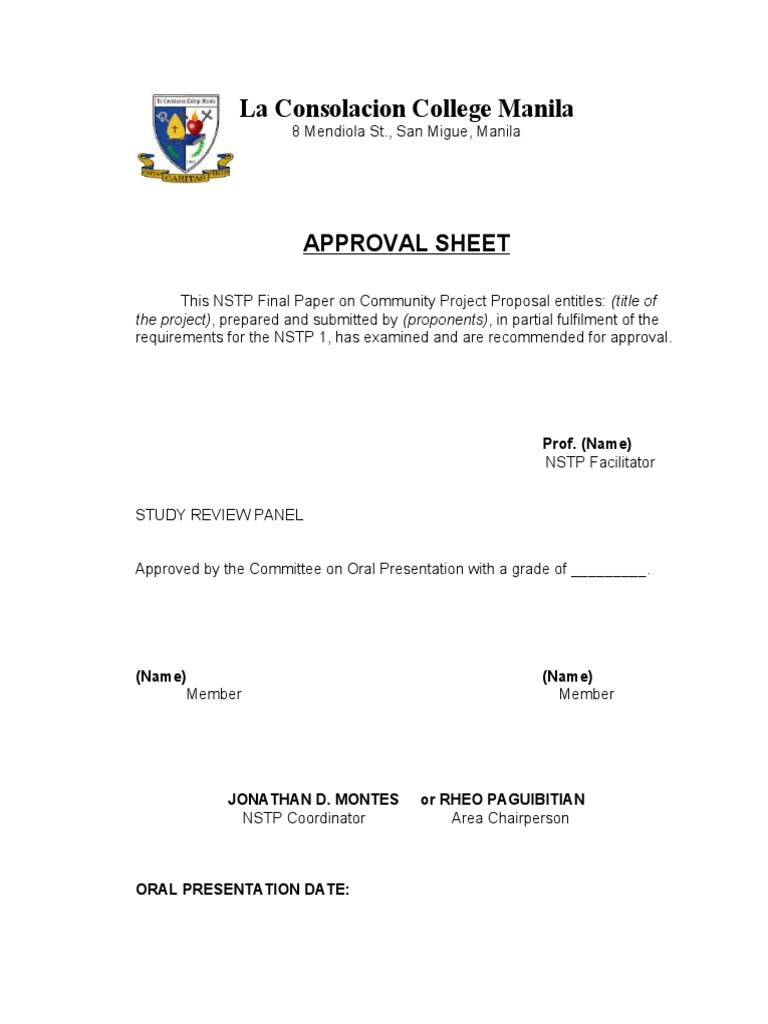 NSTP Project Proposal Approval Sheet | PDF