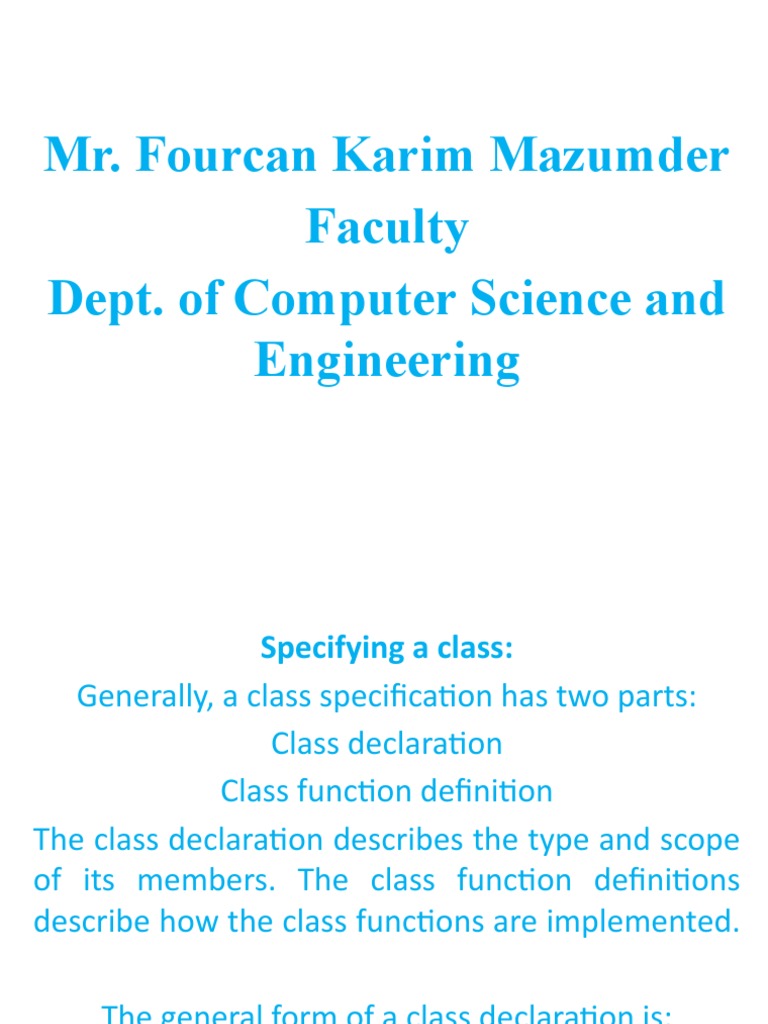 Mr. Fourcan Karim Mazumder Faculty Dept. of Computer Science and Engineering | PDF | Inheritance ...