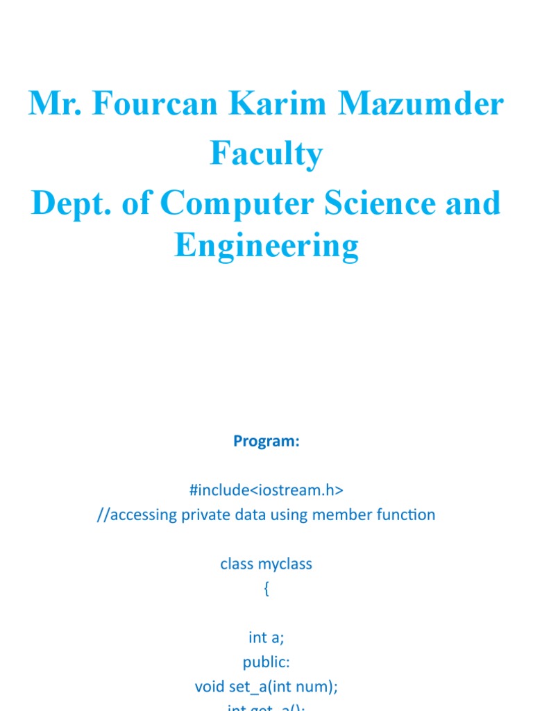 Accessing Class Members And Methods Through Objects Pdf Subroutine Integer Computer Science