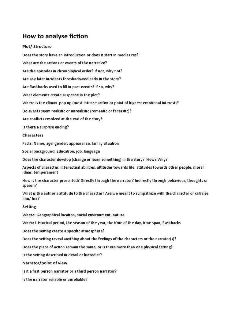 How To Analyse Fiction: Plot/ Structure | PDF | Narration | Symbols