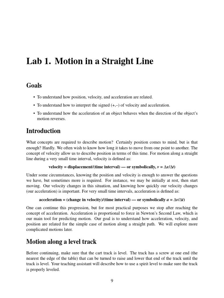 101 Motion in A Straight Line - 2 PDF | PDF | Acceleration | Velocity
