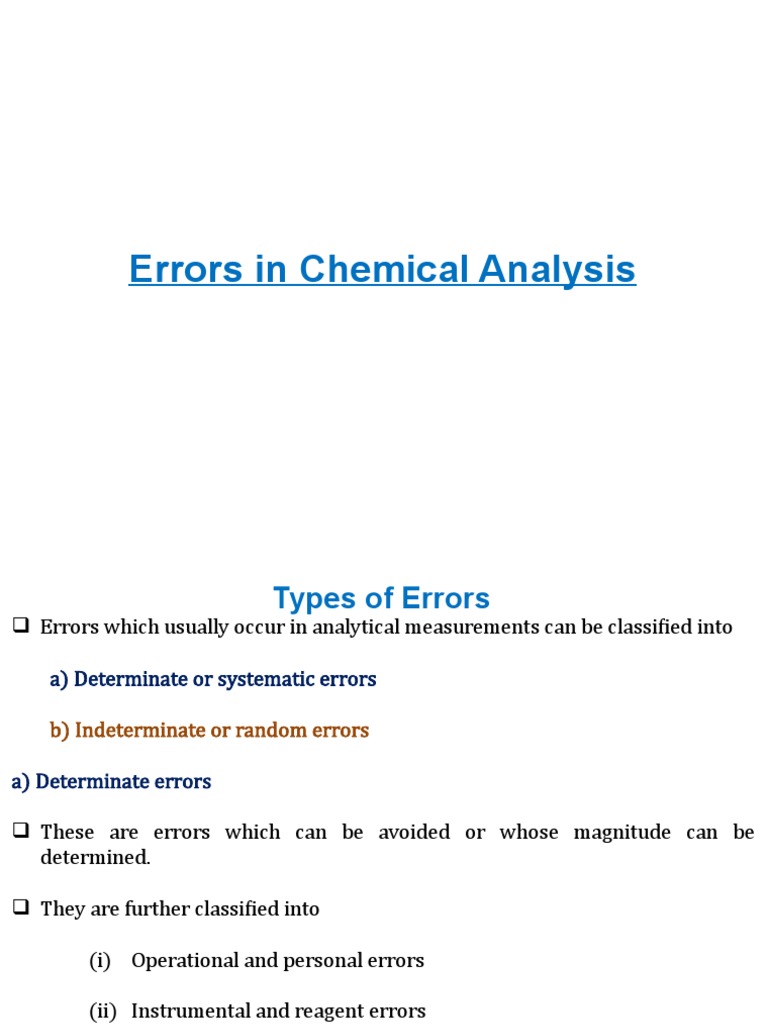 Errors in Chemical Analysis | PDF | Observational Error | Accuracy And Precision