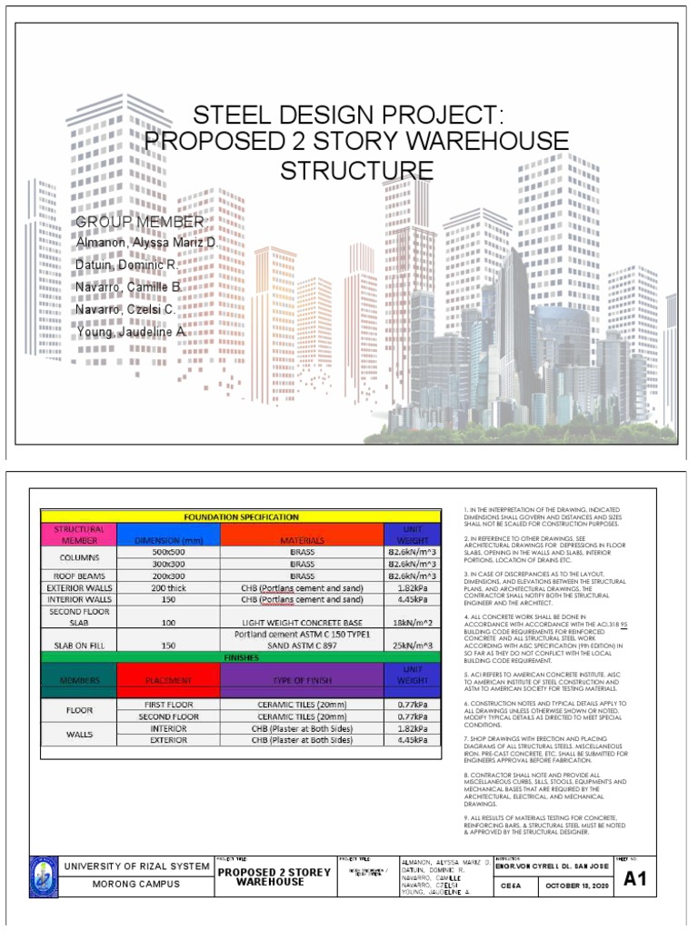 Proposed 2 Story Warehouse Structure Steel Design Project:: Group ...