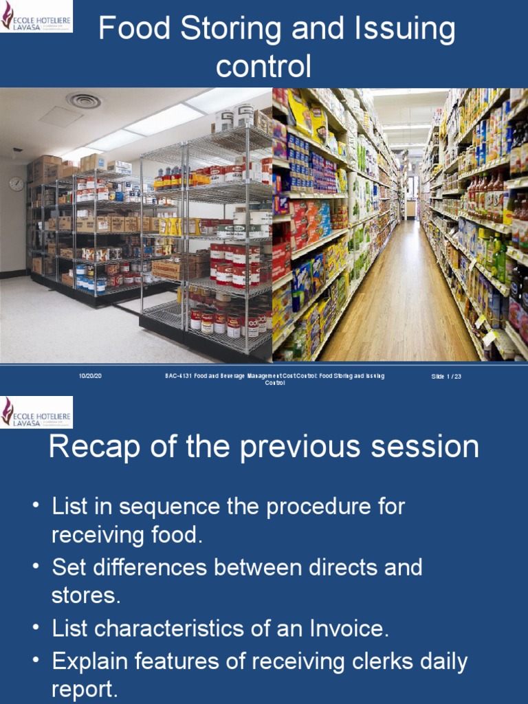 Food Storing & Issuing Control | Download Free PDF | Foods | Food And ...