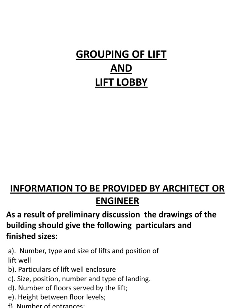 Grouping of Lift AND Lift Lobby | PDF | Elevator | Civil Engineering