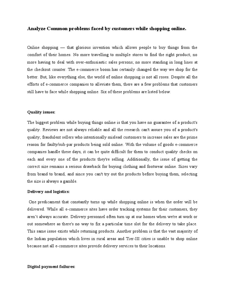 Common problems customers face while shopping online | PDF | E Commerce ...