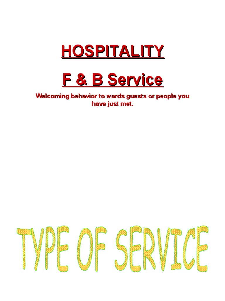Types of Food Service in Hospitality | PDF | Cooking, Food & Wine ...
