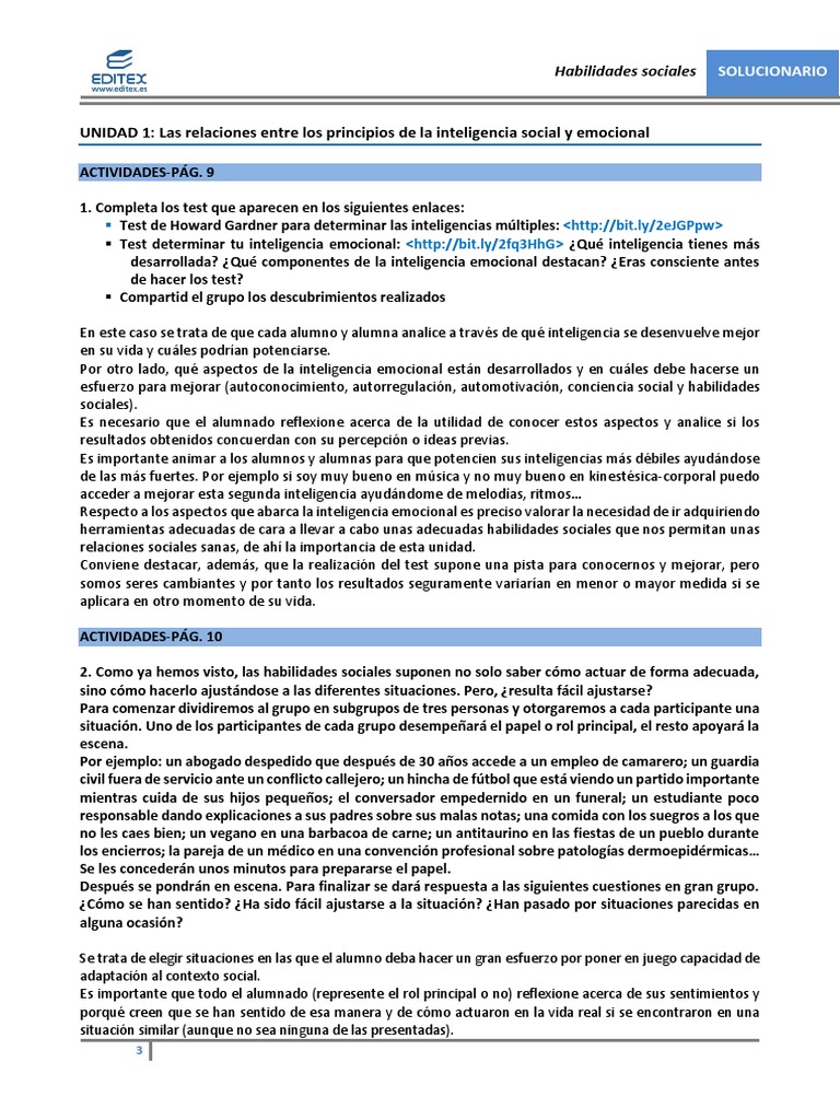 HHSS Solucionario Muestra Ud1 PDF | PDF | Inteligencia | Las emociones