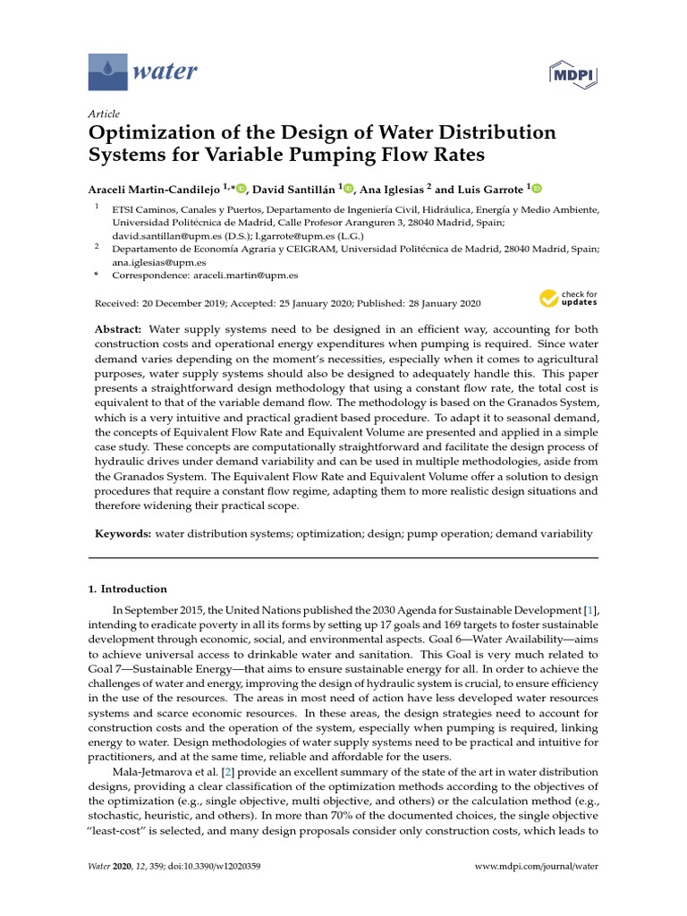 Water: Optimization of The Design of Water Distribution Systems For ...