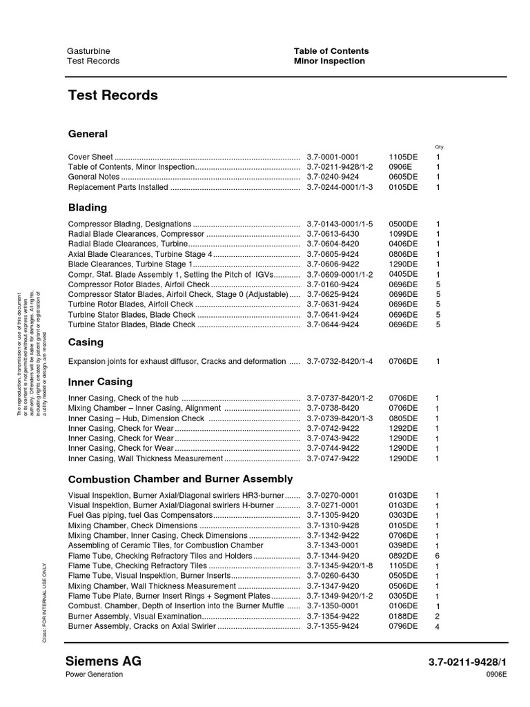 Table of Contents - Minor Inspection | PDF | Turbine | Engines
