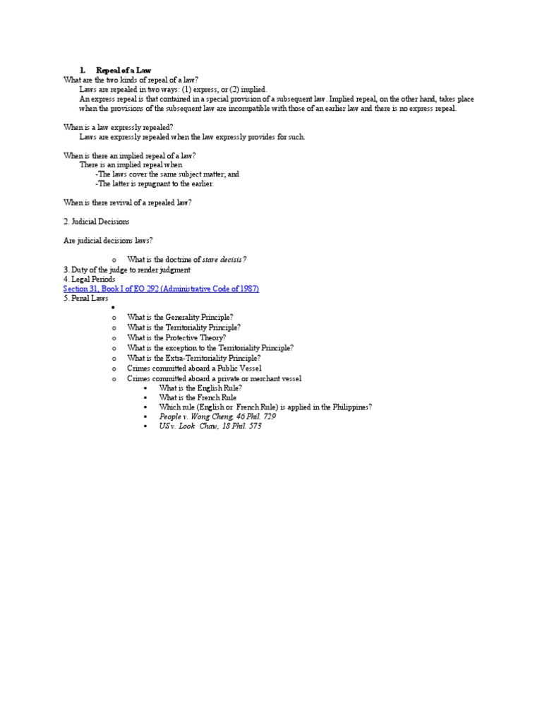 Repeal of A Law: Section 31, Book I of EO 292 (Administrative Code of ...