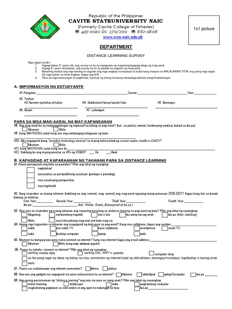 Distance Learning Survey Form 2 | PDF