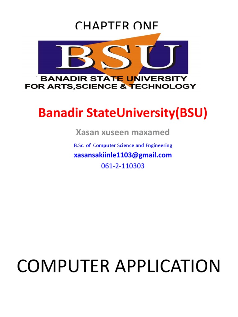 Chapter One: Banadir Stateuniversity (Bsu) | PDF | Input/Output ...