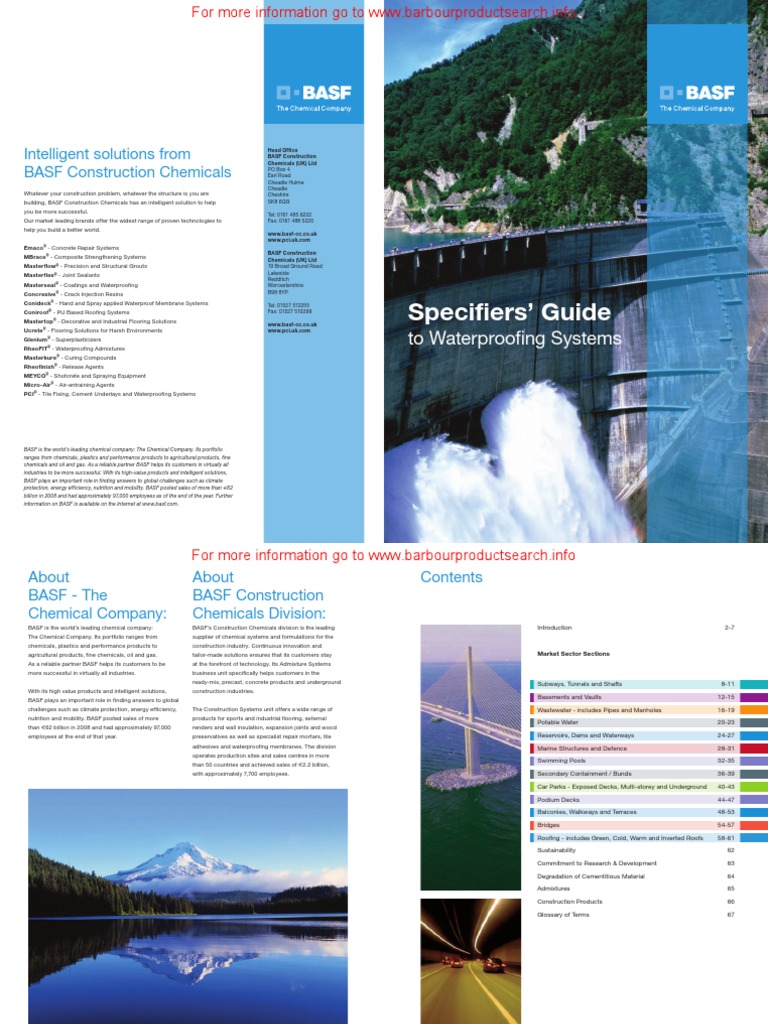 Basf Specifiers Guide To Waterproofing File023935 PDF | PDF