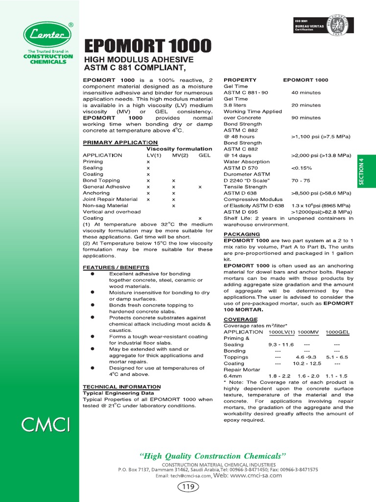 EPOMORT 1000 Data Sheet PDF | PDF