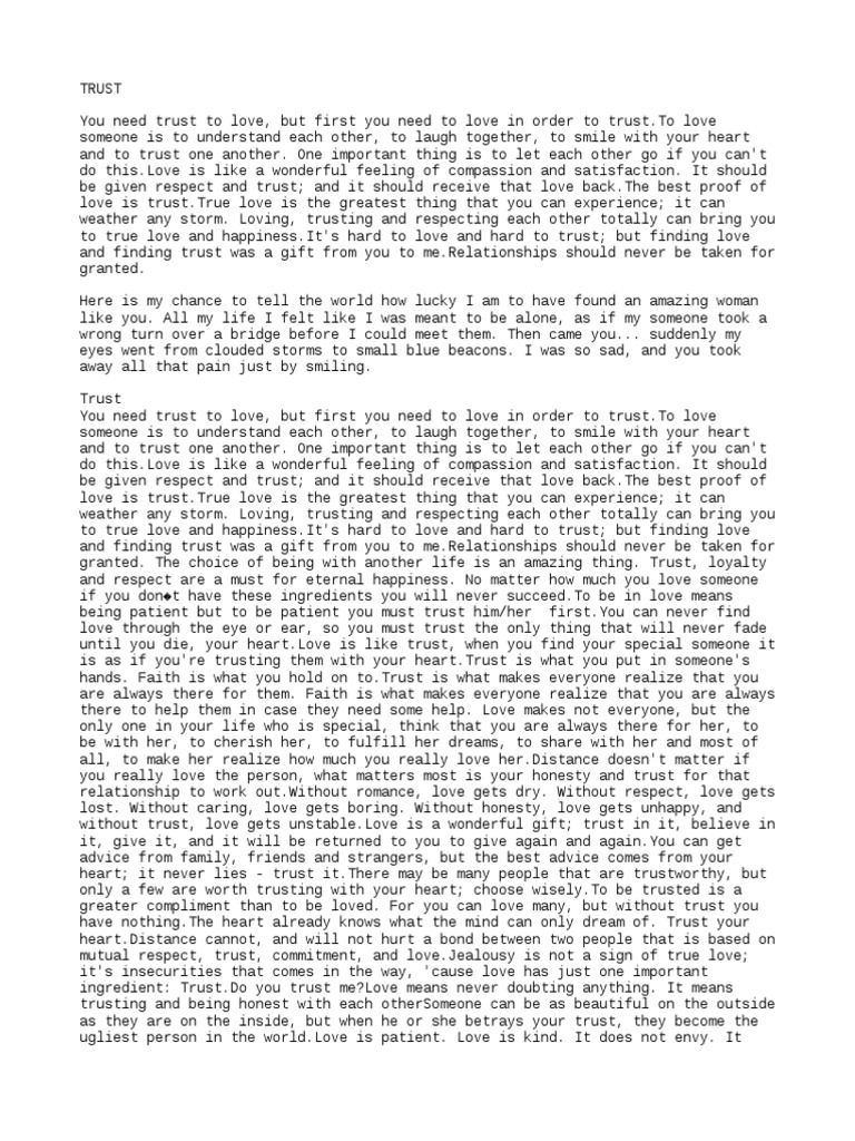 Format For Trust | PDF | Feeling | Love