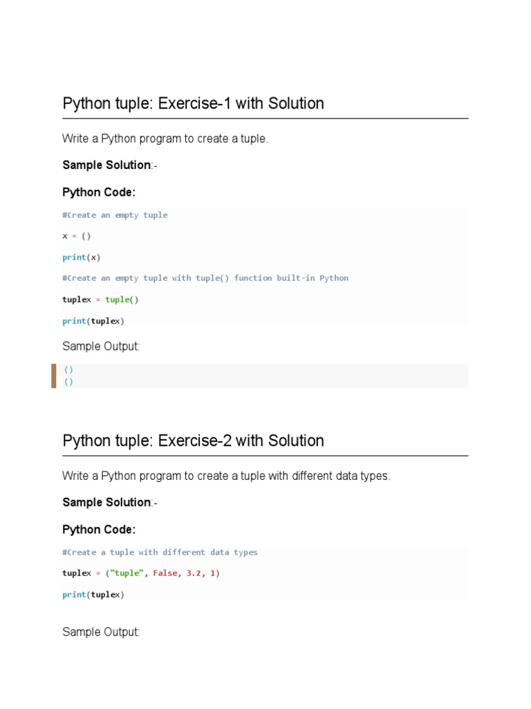 Python Tuple: Exercise-1 With Solution: Write A Python Program To ...