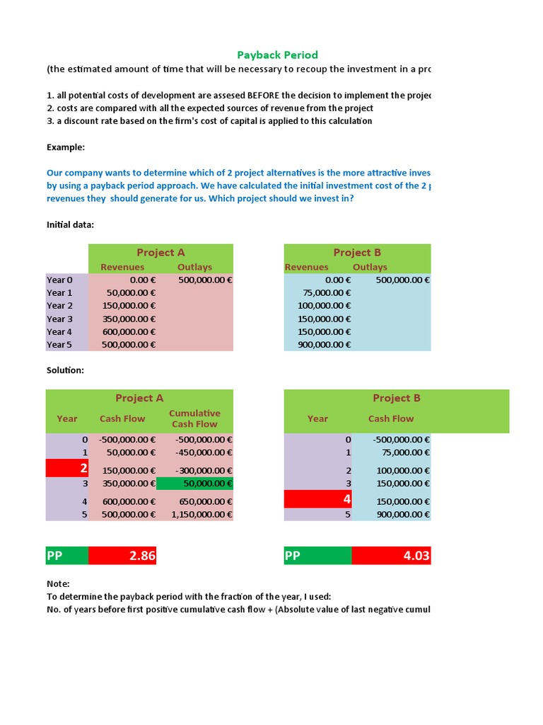 Project A Project B: Payback Period | PDF | Net Present Value ...