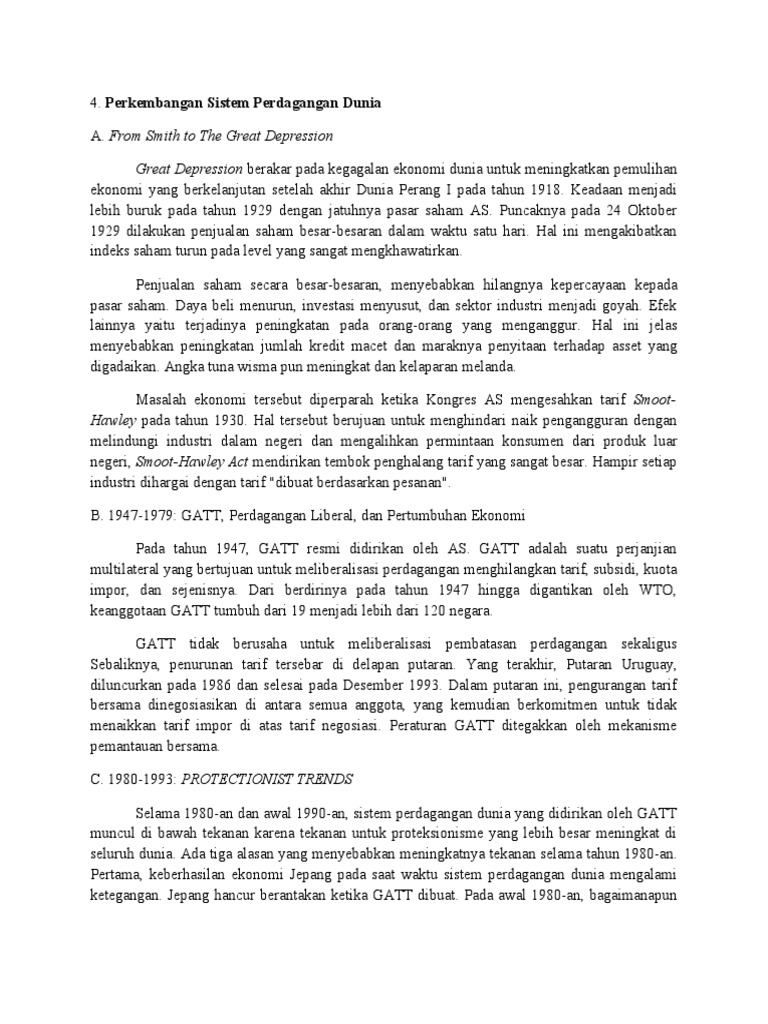 Perkembangan Sistem Perdagangan Dunia | PDF | Politik