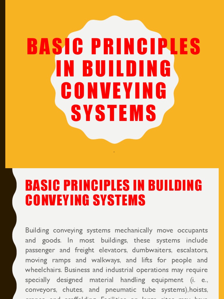 Principles of Building Conveying Systems | PDF | Elevator | Escalator