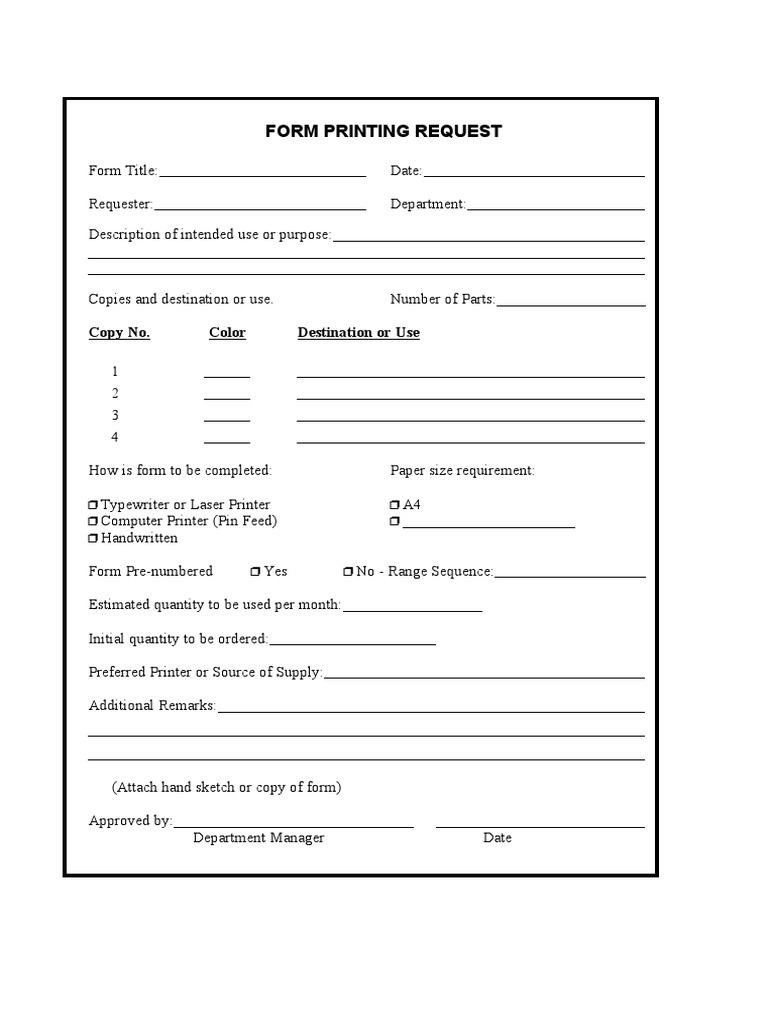 Form Printing Request Form | PDF