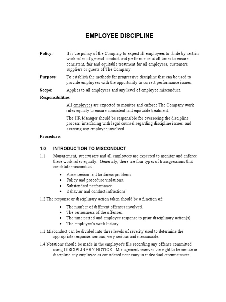 Employee Discipline: Policy | PDF | Psychoactive Drugs | Employment