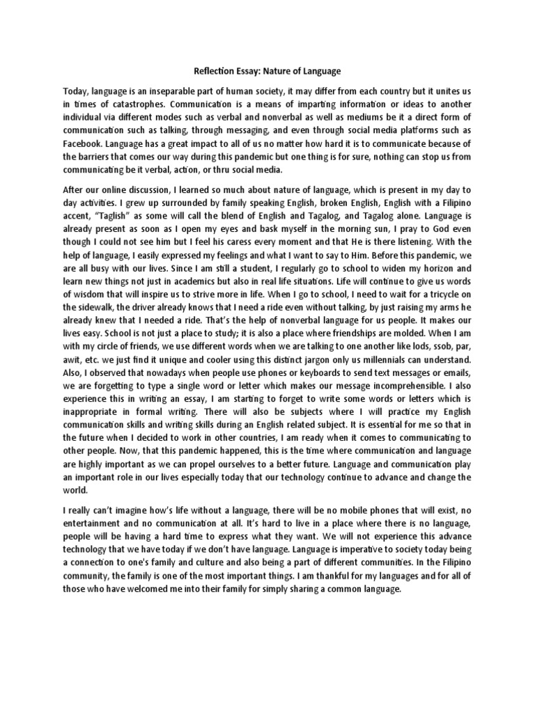 Language Reflection | PDF | Communication | English Language