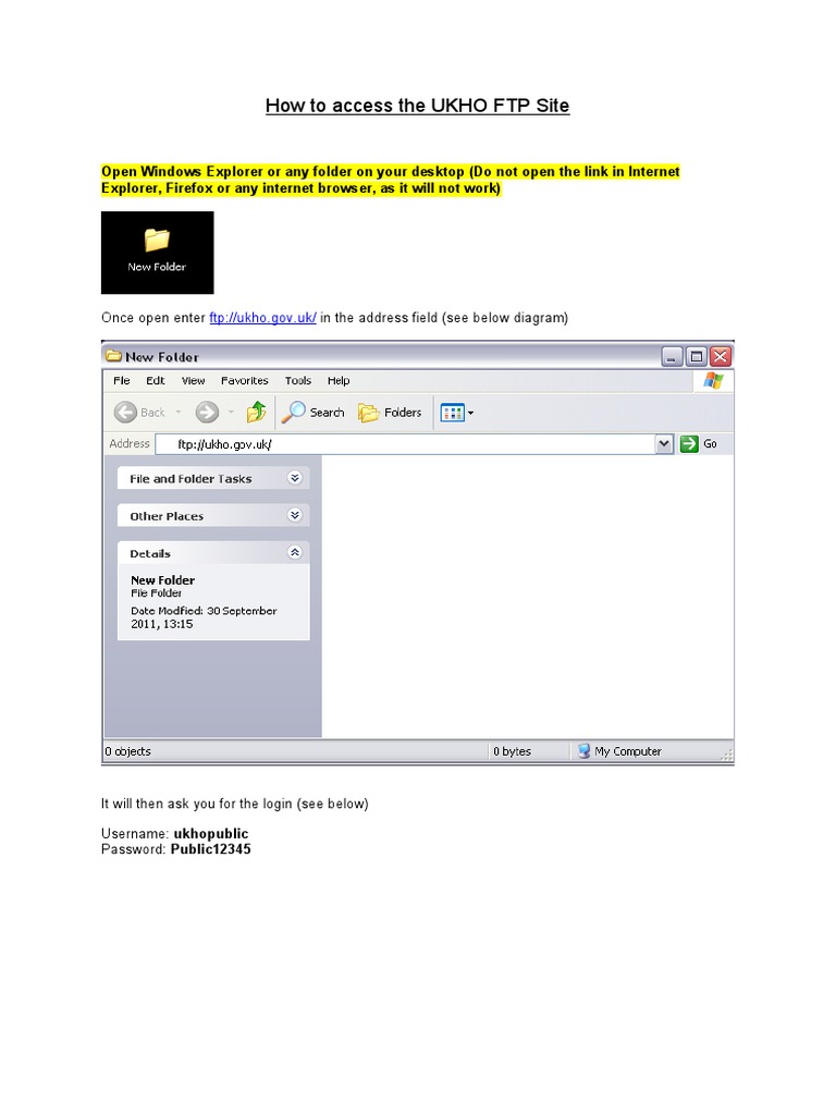How To Access The UKHO FTP Site | PDF