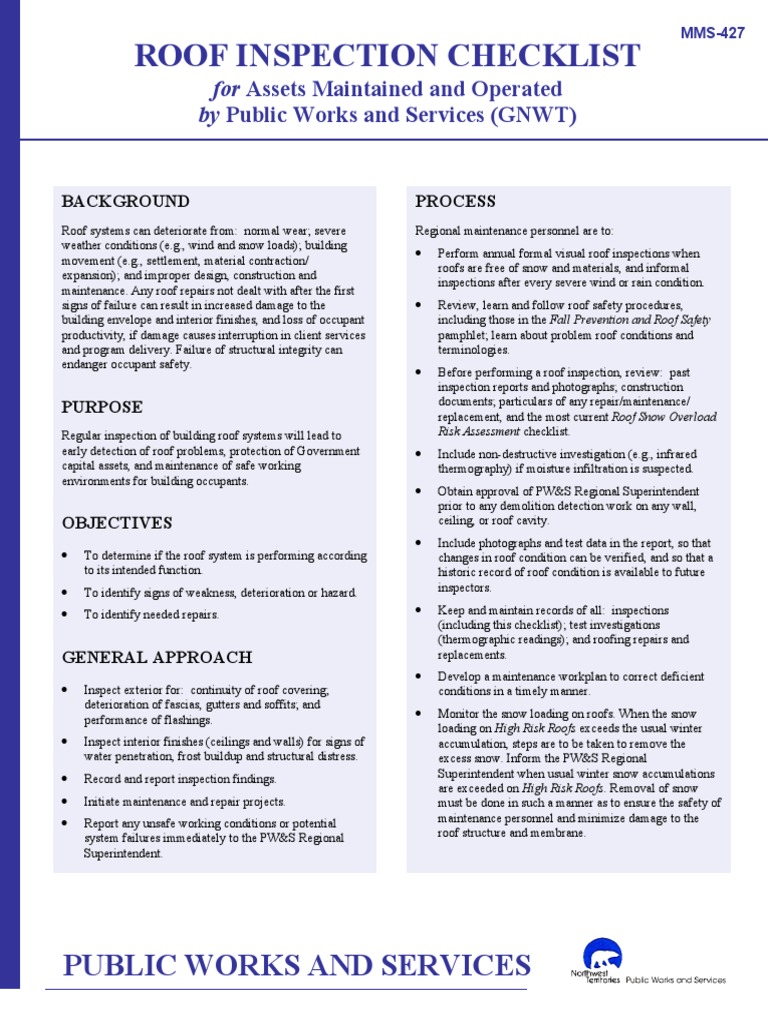 Roof Inspection Checklist Guide | PDF | Civil Engineering | Building ...