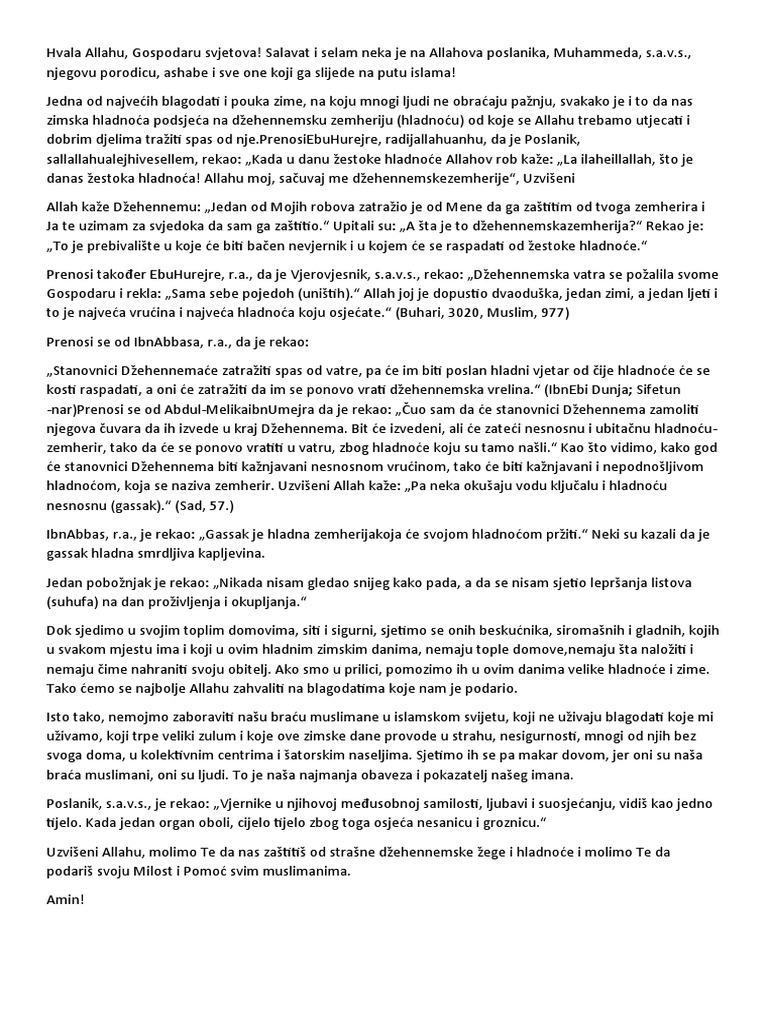 Dzehennemska Zehemrira Hutba | PDF