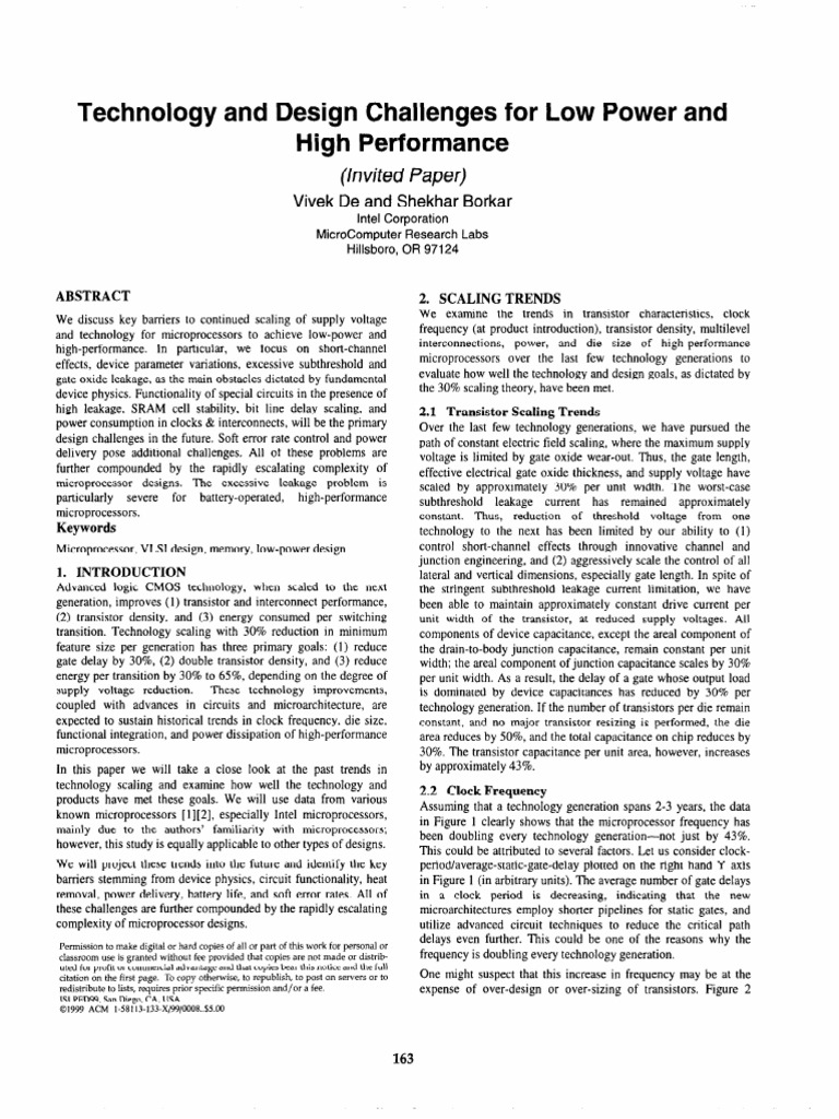 De1999 LPVLSI Paper | PDF | Field Effect Transistor | Mosfet