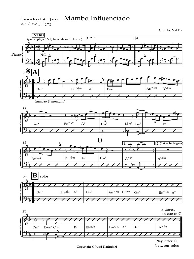 Mambo Influenciado Arrangement Sheet | PDF