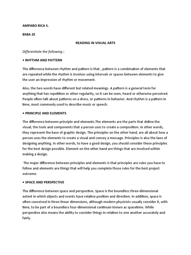 Reading in Visual Arts | PDF | Perspective (Graphical) | Composition (Visual Arts)