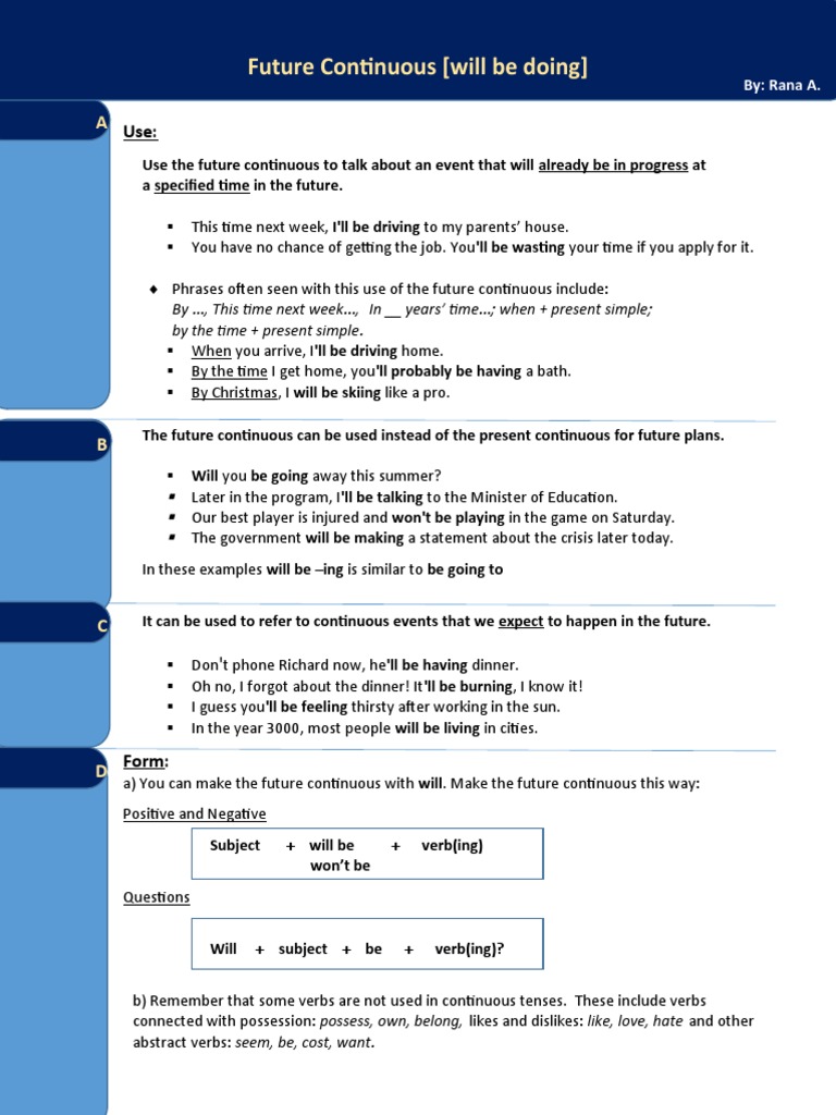 Future Continuous Explanation | PDF | Languages | Language Arts & Discipline