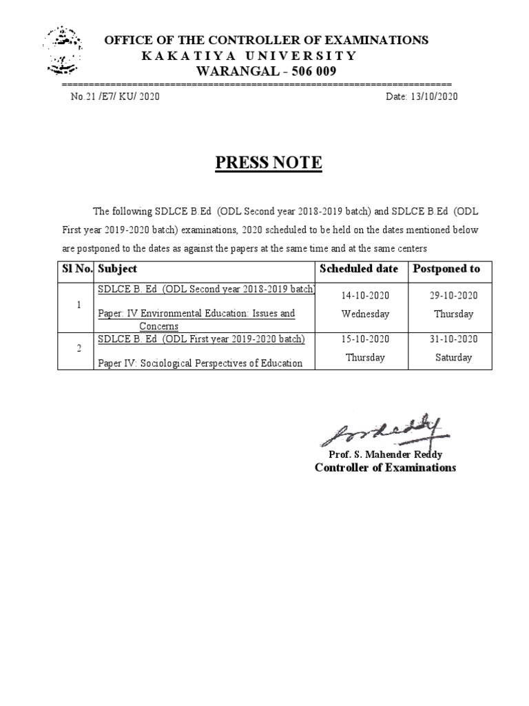 Press Note (SDLCE) | PDF