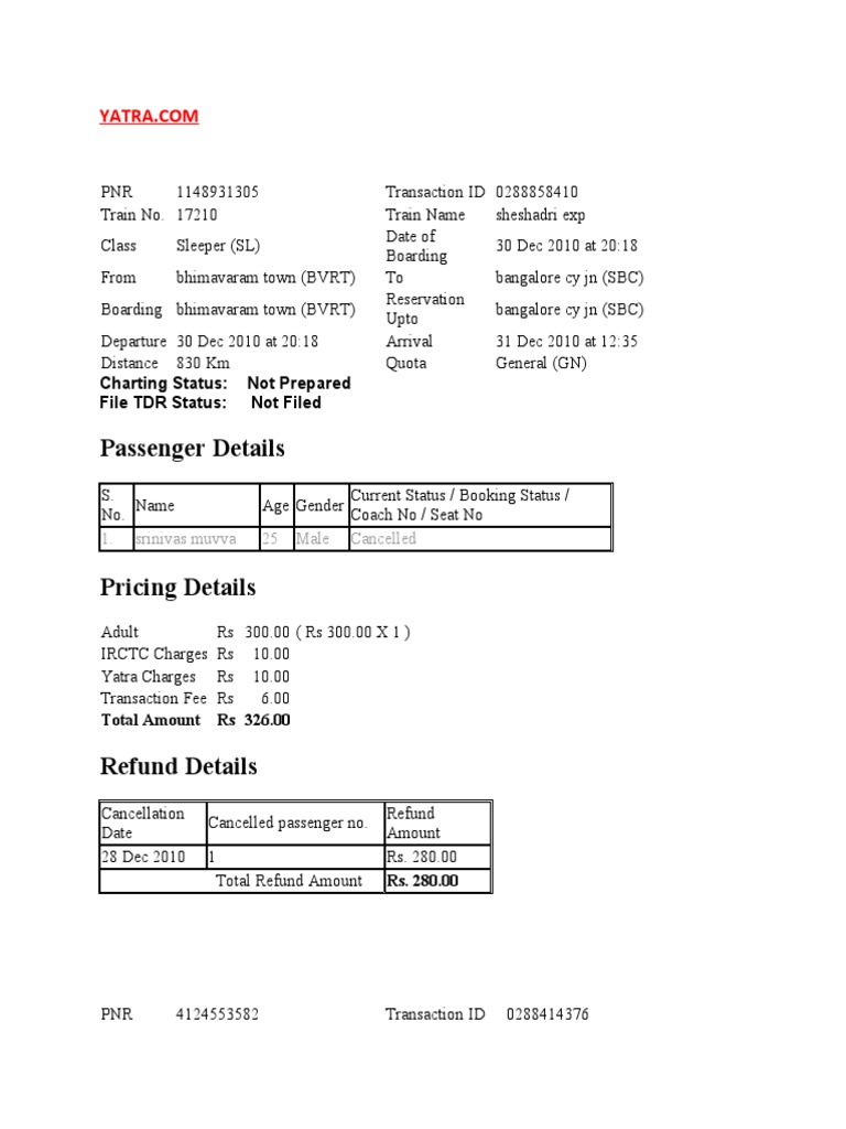 Passenger Details: Charting Status: Not Prepared File TDR Status: Not ...
