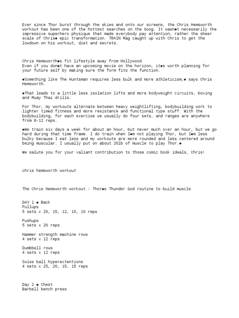 Thor Workout | PDF | Weight Training | Sports