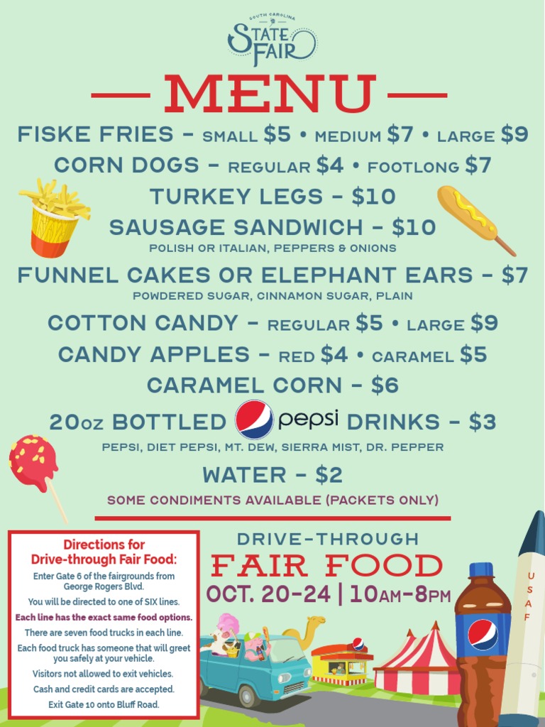 SC State Fair Drive Thru Menu | PDF