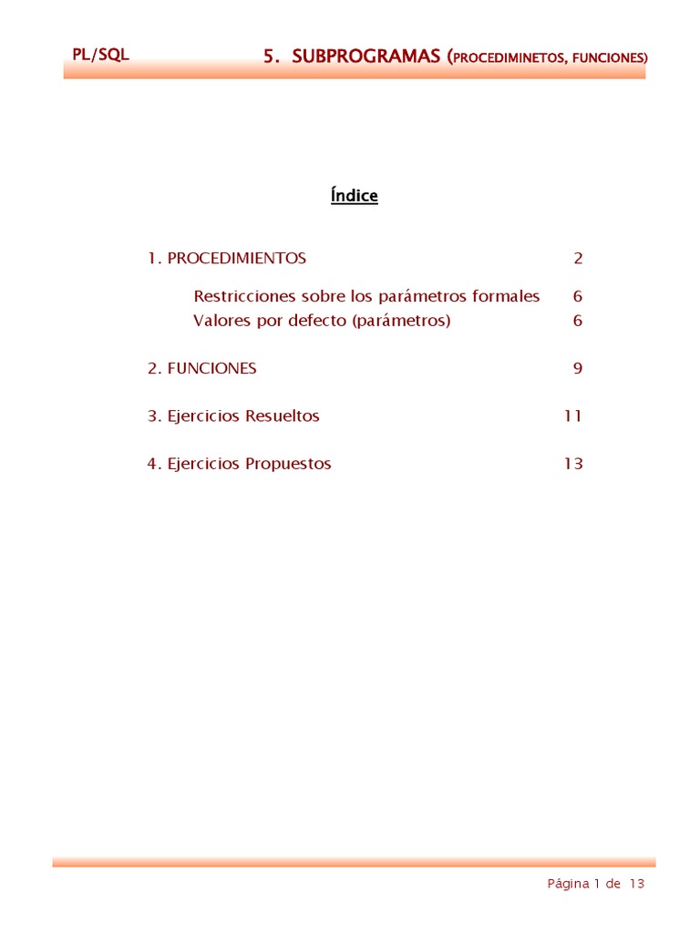 SUBPROGRAMAS | PDF | Pl / Sql | SQL