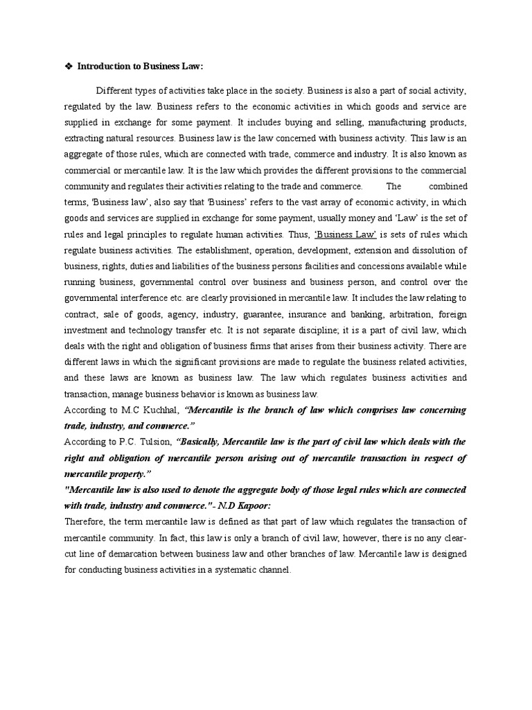 Introduction To Business Law | Download Free PDF | Corporate Law | Business