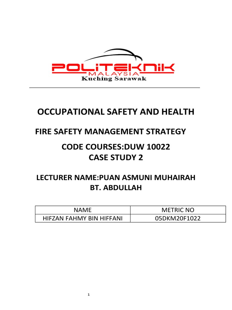 Hifzan 05dkm0f1022 Osha Fire Stratergy | PDF | Fire Safety | Emergency ...
