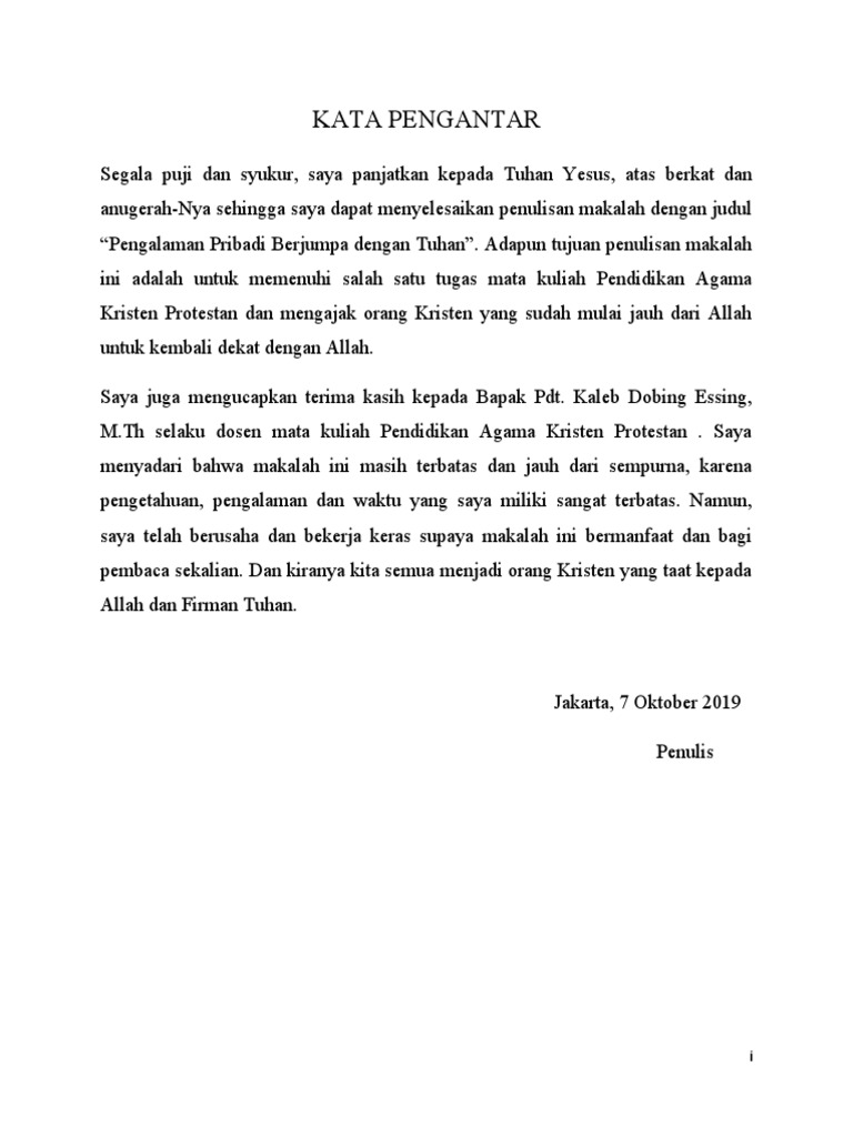 Kata Pengantar Makalah Agama Kristen | PDF
