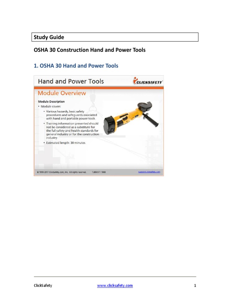 OSHA 30 Tools Study Guide | PDF | Computers