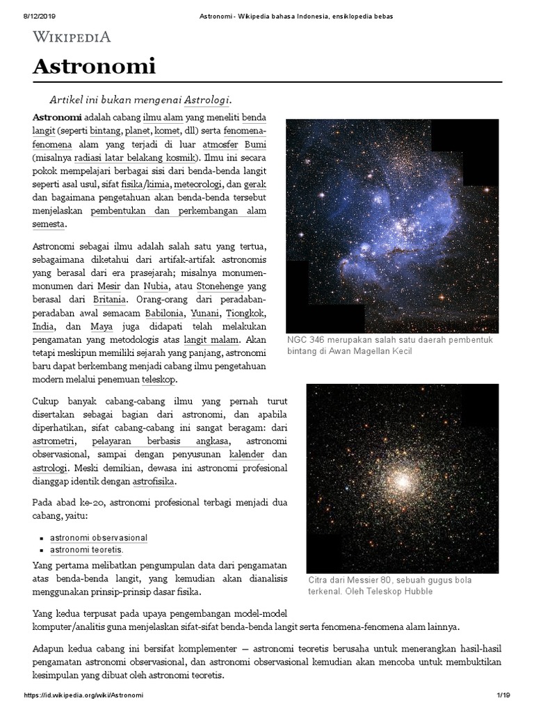 Cabang Ilmu Astronomi dan Sejarahnya | PDF