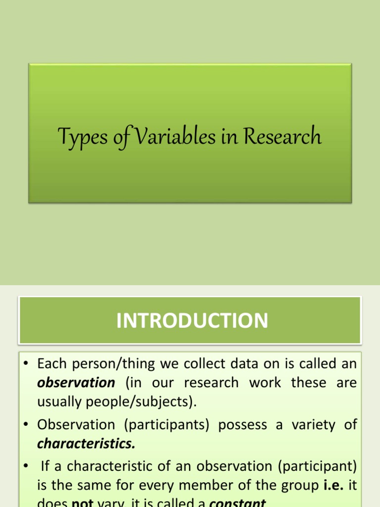 Types of Variables in Research | PDF | Level Of Measurement | Dependent ...