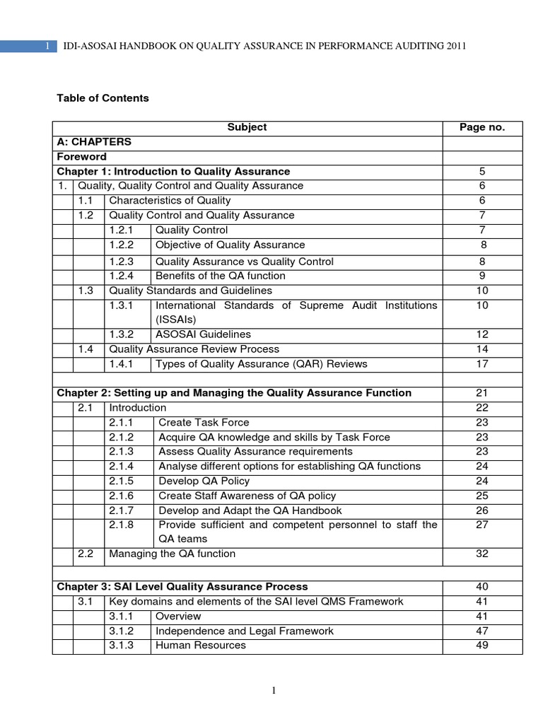 2011 Quality Assurance Perfomance Audit Handbook | PDF | Quality ...