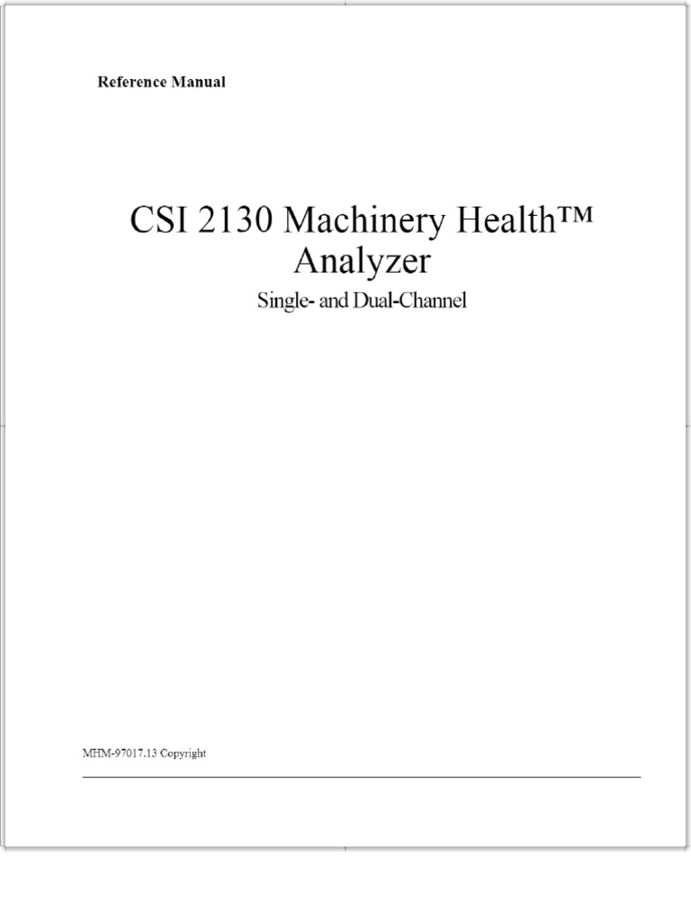 CSI 2130 Machinery Health Analyzer - PDF | PDF