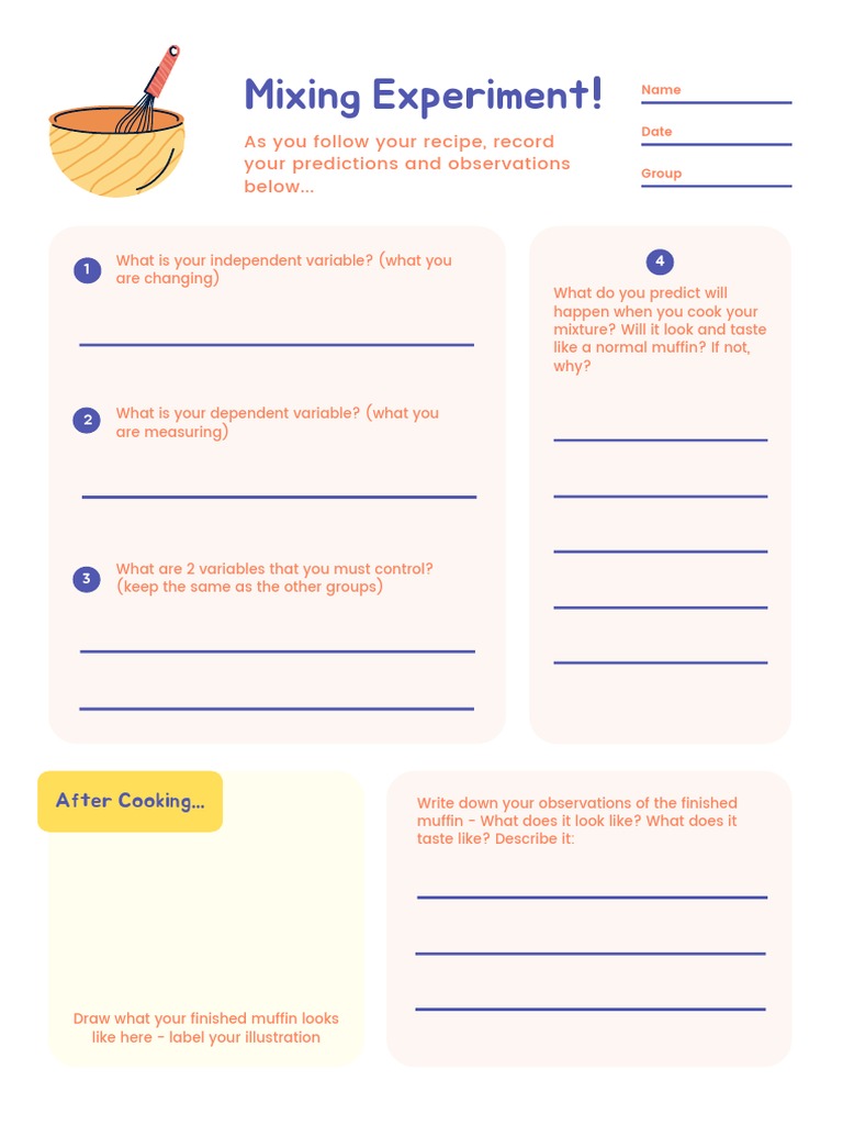 Cooking Worksheet | PDF