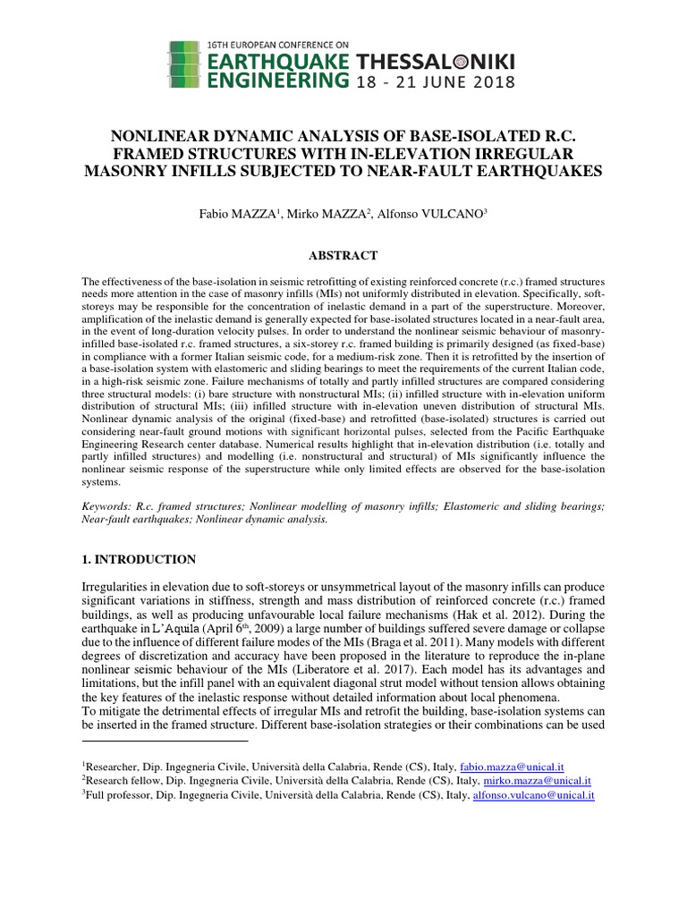 Nonlinear Dynamic Analysis Of Base Isola Imp Download Free Pdf Earthquake Engineering Bending