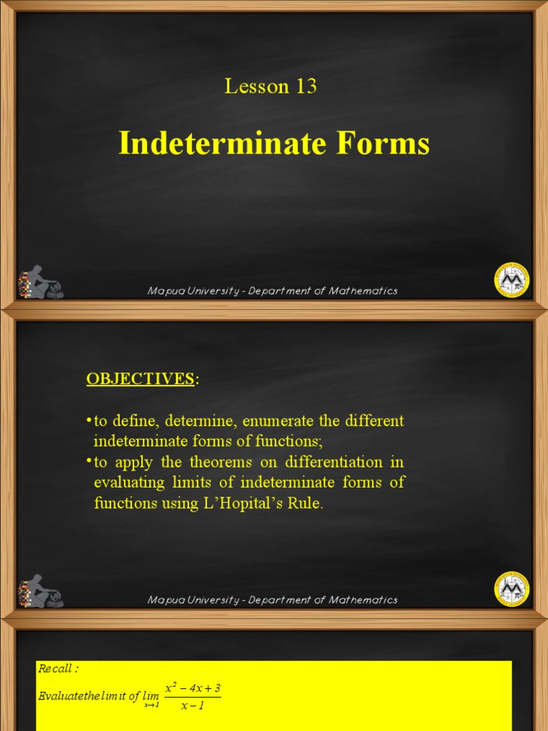 Lesson 13-Indeterminate Forms | PDF | Complex Analysis | Mathematical Concepts
